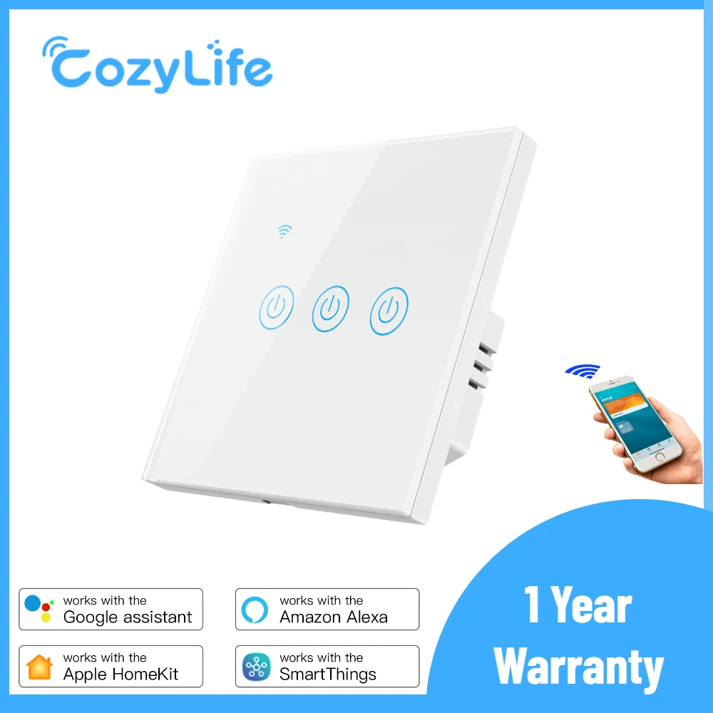HomeKit 1/2/3 Gang Smart Touch Switch WiFi EU Wall Light Switch 110V ...