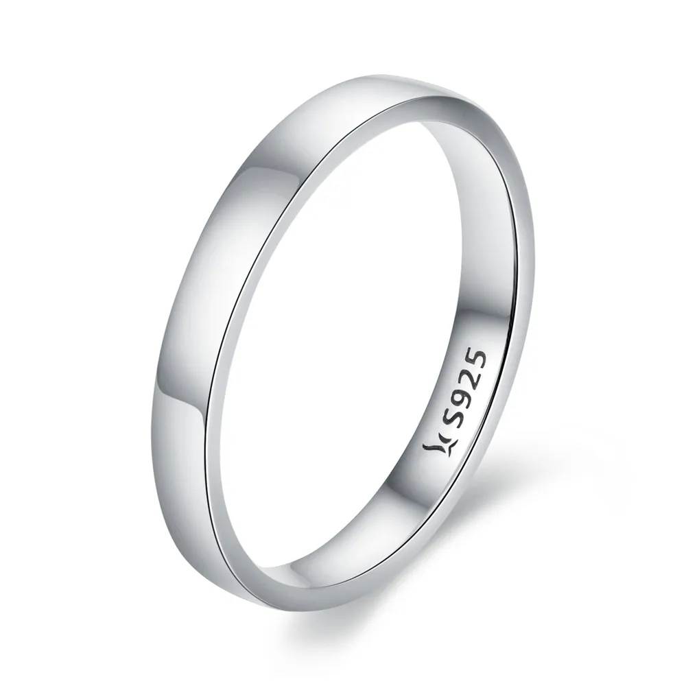 BAMOER High Quality 925 Sterling Silver Wedding Ring Classic Round ...