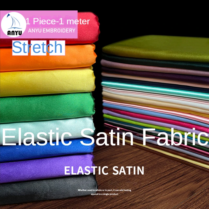 Elastic Satin Fabric Glossy By The Meter for Dress Clothes Cheongsam ...