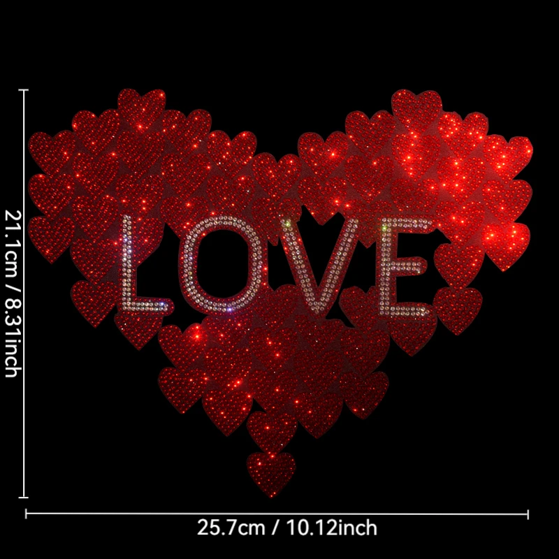 Shiny Red LOVE Heart Rhinestone Iron-On Decals for Clothing Home Decor ...