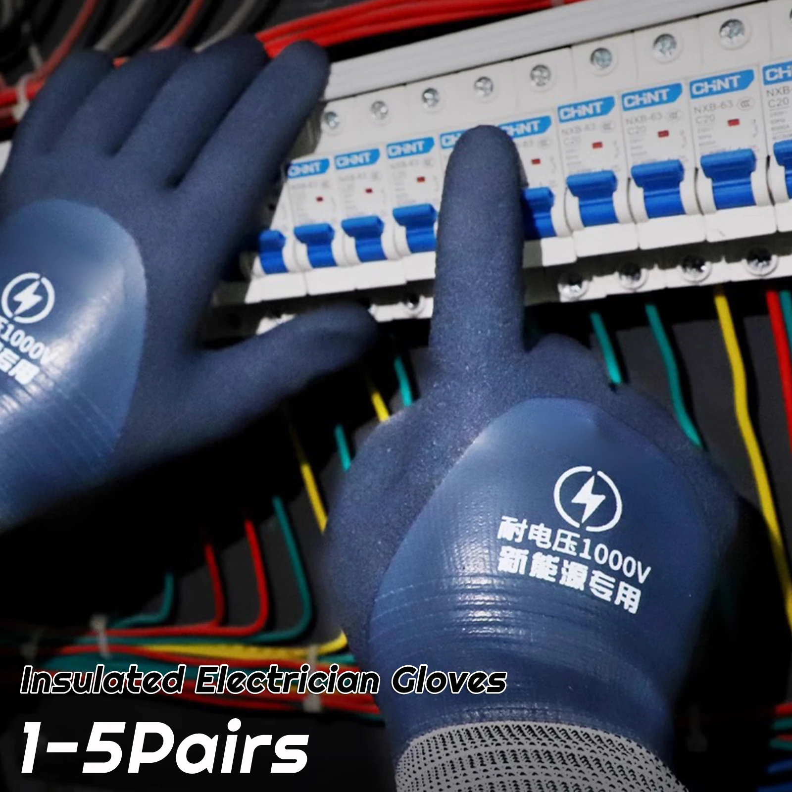 Voltage Resistant Electrician Gloves 1000V Work Gloves Rubber ...