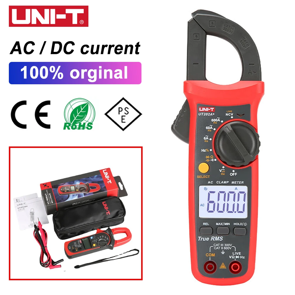 UNI-T-Clamp-Meter-Digital-Tester-UT201-UT202-UT202A-UT203-UT204-Plus ...