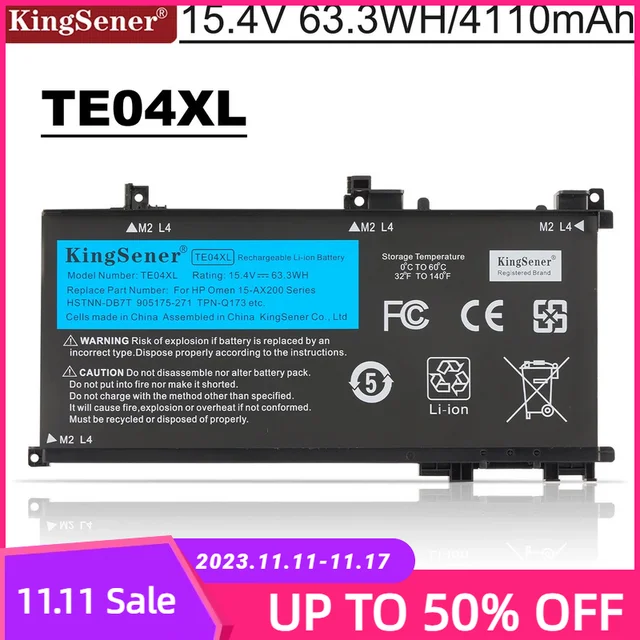 KingSener 노트북 배터리, HP OMEN 15-AX200 15-AX218TX 15-AX210TX 15-AX235NF 15 ...