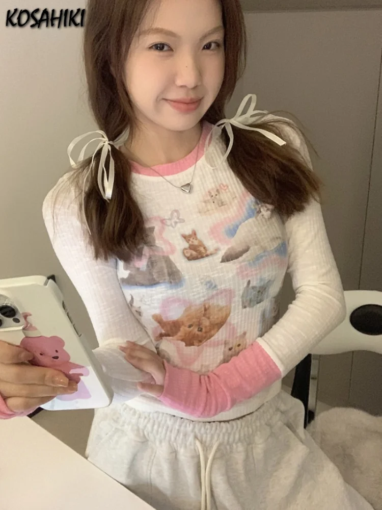 Camisetas-ajustadas-de-manga-larga-para-mujer-ropa-b-sica-est-tica-Y2k ...