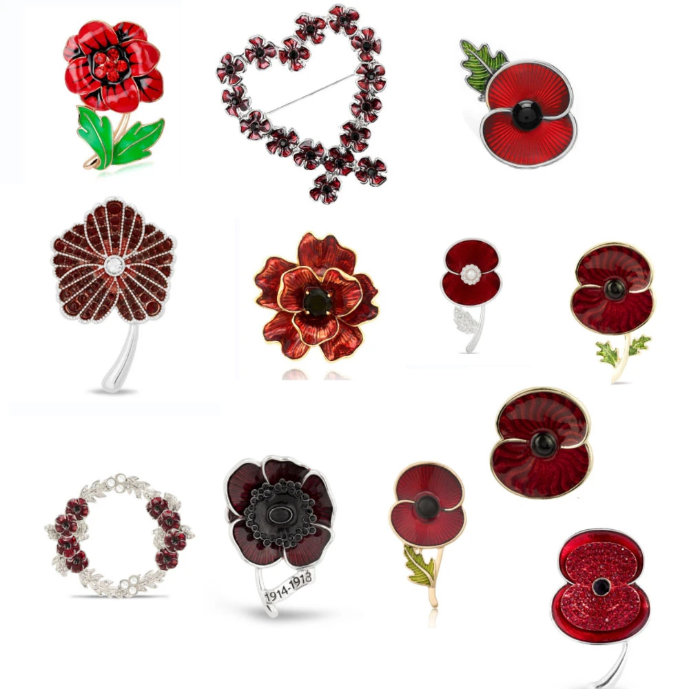Eanmel Red Poppies Brooches for Women UK " Lest We Forgot " Pin ...