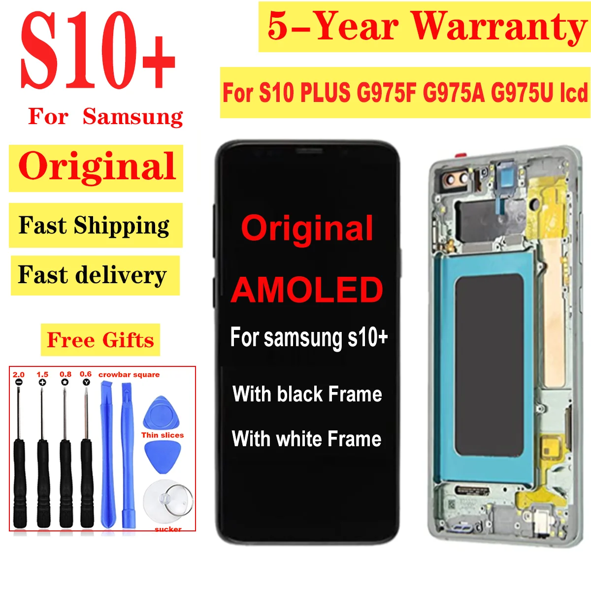 Original Super AMOLED Touch Screen For Samsung Galaxy S10+ LCD With Frame Screen Replacement For ...