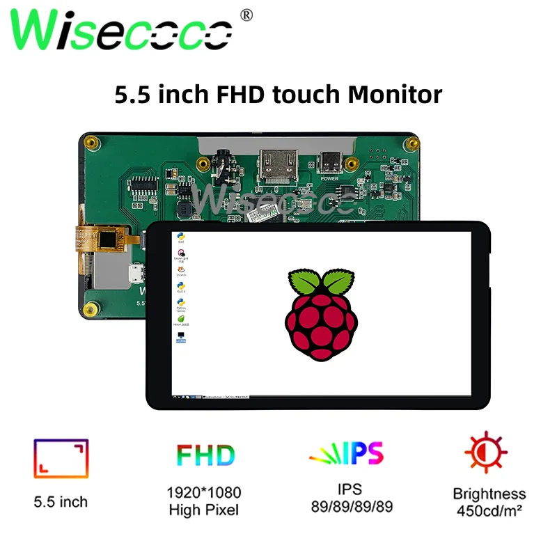 Raspberry Pi Touchscreen 5.5 Inch 1920x1080 IPS Raspberry pi Monitor ...