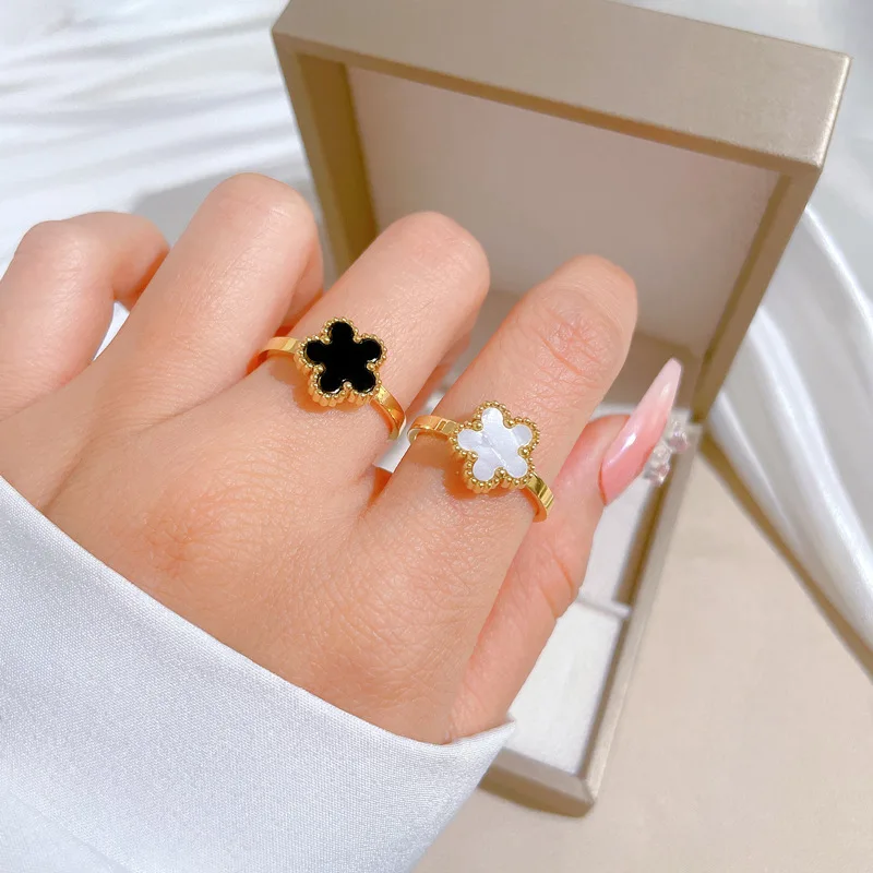 Classic-Five-Flower-Ring-for-Women-Stainless-Steel-Heart-Butterfly ...