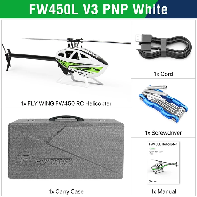 FlyWing-FW450L V3 RC 헬리콥터, 6CH 성인 원격 제어 PNP RTF 3D GPS 자동 복귀, H1 비행 제어 ...