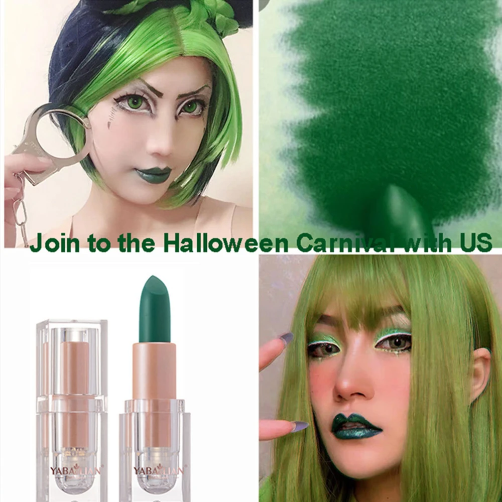 Novo 2022 preto branco batom pigmento duradouro para lábios verde roxo fosco batom natal festa ...