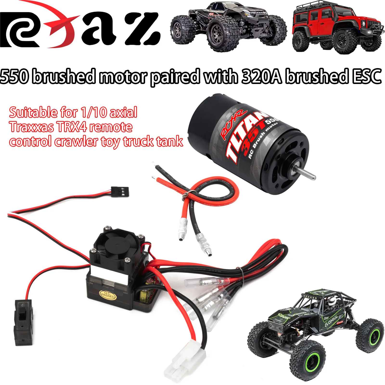 RCXAZ RC 550 Brushed Motor with High Voltage ESC Brushed Speed ...