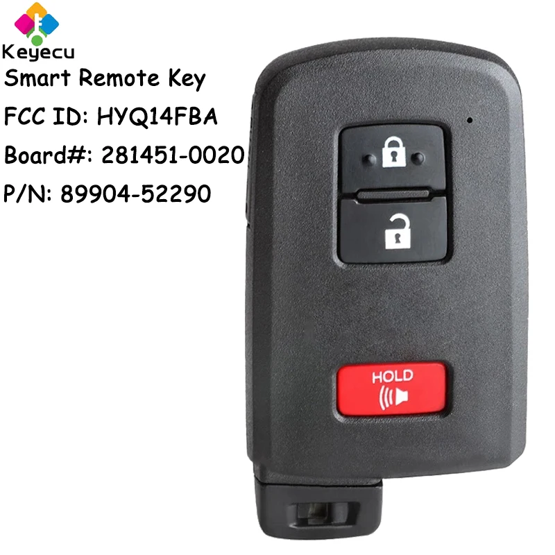 Keyecu Smart Remote Control Car Key With 3 Buttons For Toyota Prius C ...