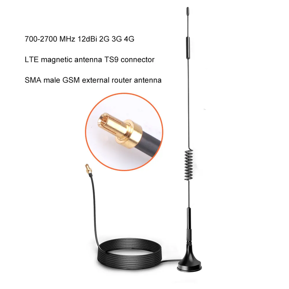 700-2700MHz 12dBi 2G 3G 4G LTE Magnetic Antenna TS9 CRC9 SMA Male ...
