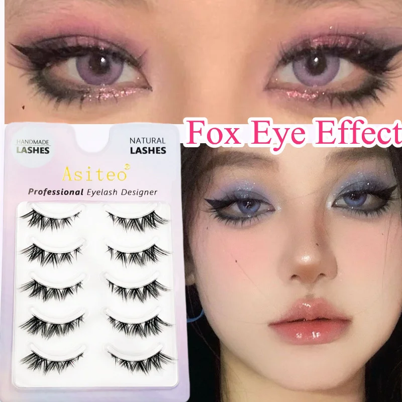 Asiteo-5-Pairs-Winged-Manga-Lashes-Fox-Eye-Natural-Eyelashes-Cat-Eye-3D ...