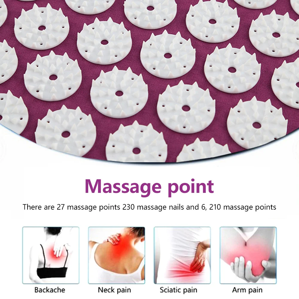 Acupressure Yoga Mat Massage Cushion Pillow Acupuncture Relieve Stress ...