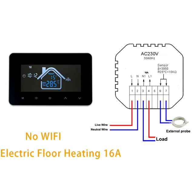 Minco Heat Smart Tuya Wifi Lcd Képernyőn Megjelenő Termosztát 230V 3A/16A Víz/Padlófűtés A ...