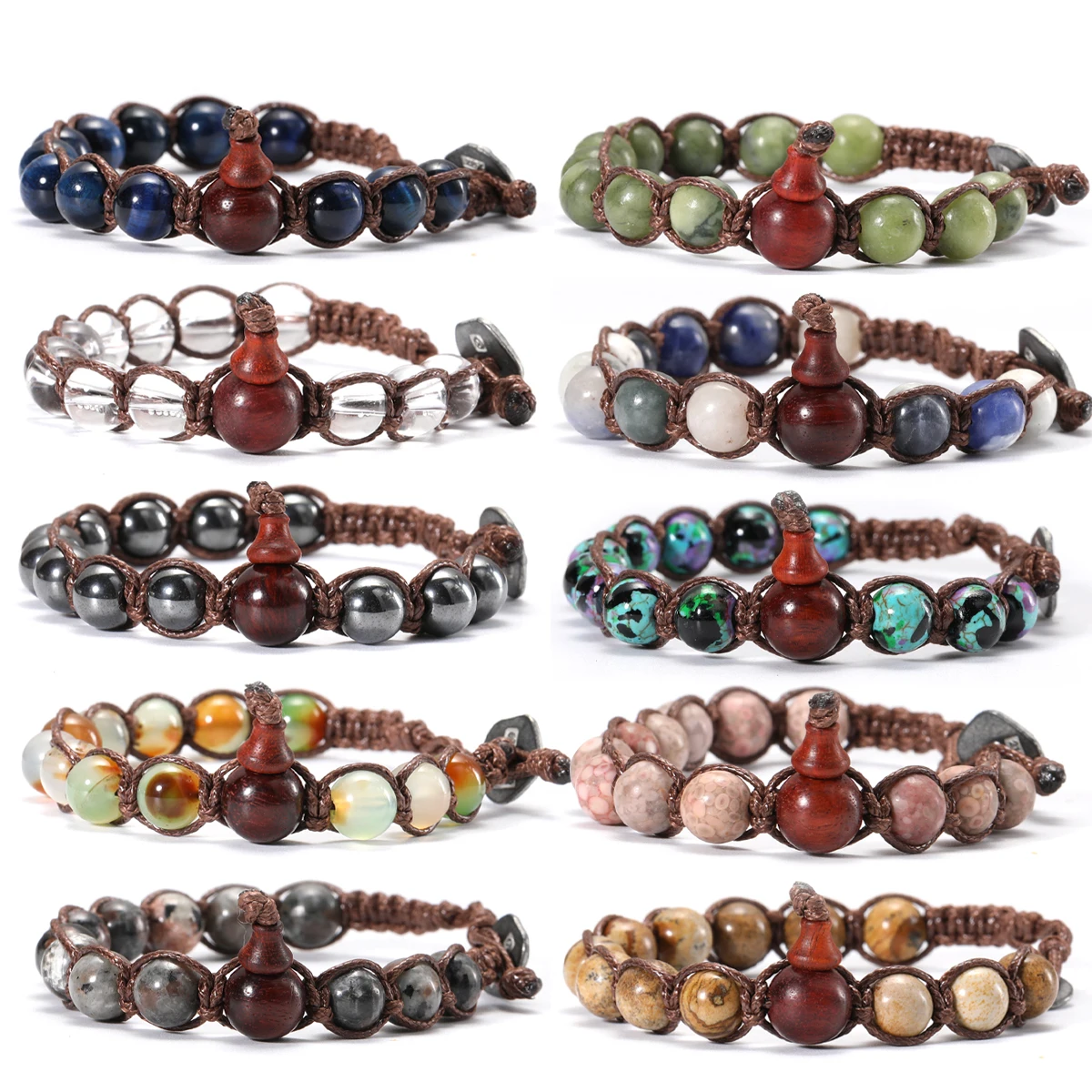 Bracelets Natural Stone Hand Woven Adjustable Bracelets Soul Healing ...
