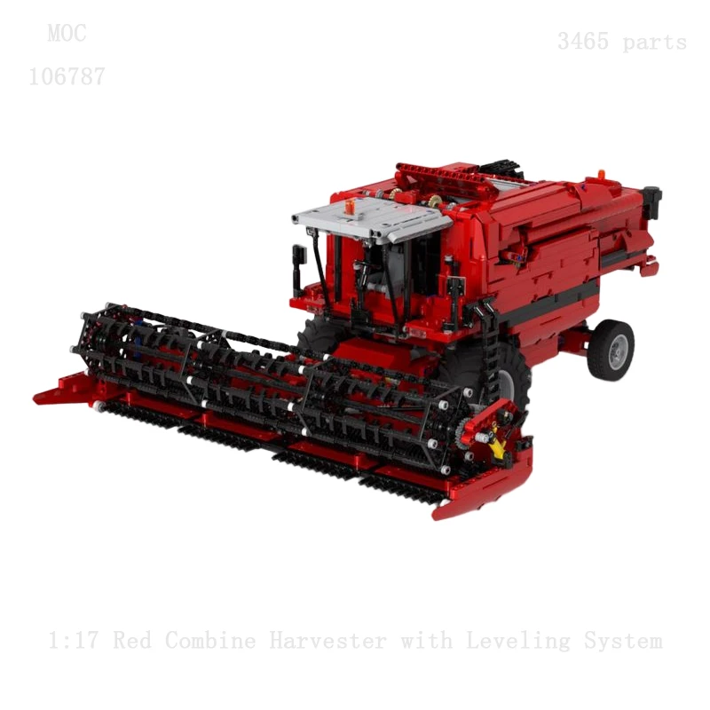 3465Pcs 1:17 Red Combine Harvester with Leveling System MOC 106787 ...