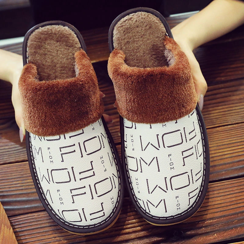 Winter Women Home Plush Slippers Men 2021 New Waterproof Non slip ...
