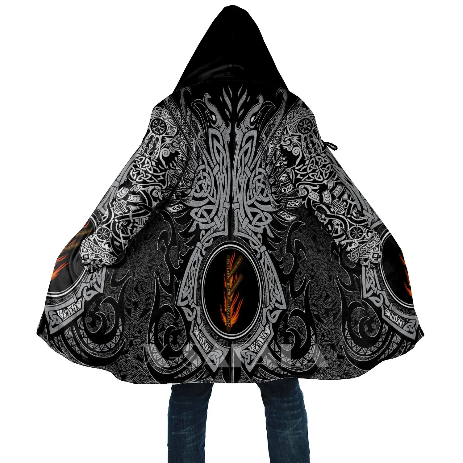 Viking-Style-Fehu-Rune-Raven-3D-Printed-Duffle-Pullovers-Coat-Overcoat ...