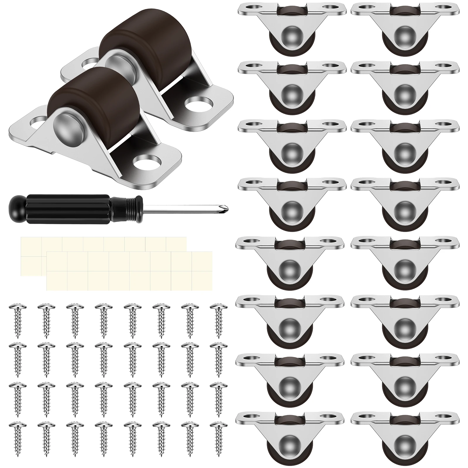 16Pcs-Caster-Wheels-Set-Rubber-Non-Swivel-Casters-Fixed-Stationary ...