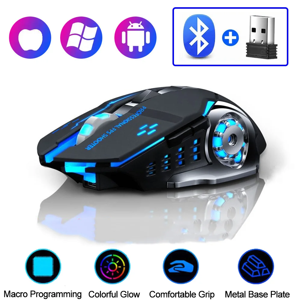 Rechargeable-Wireless-Mouse-2-4GHz-USB-Bluetooth-Backlight-Mouse ...
