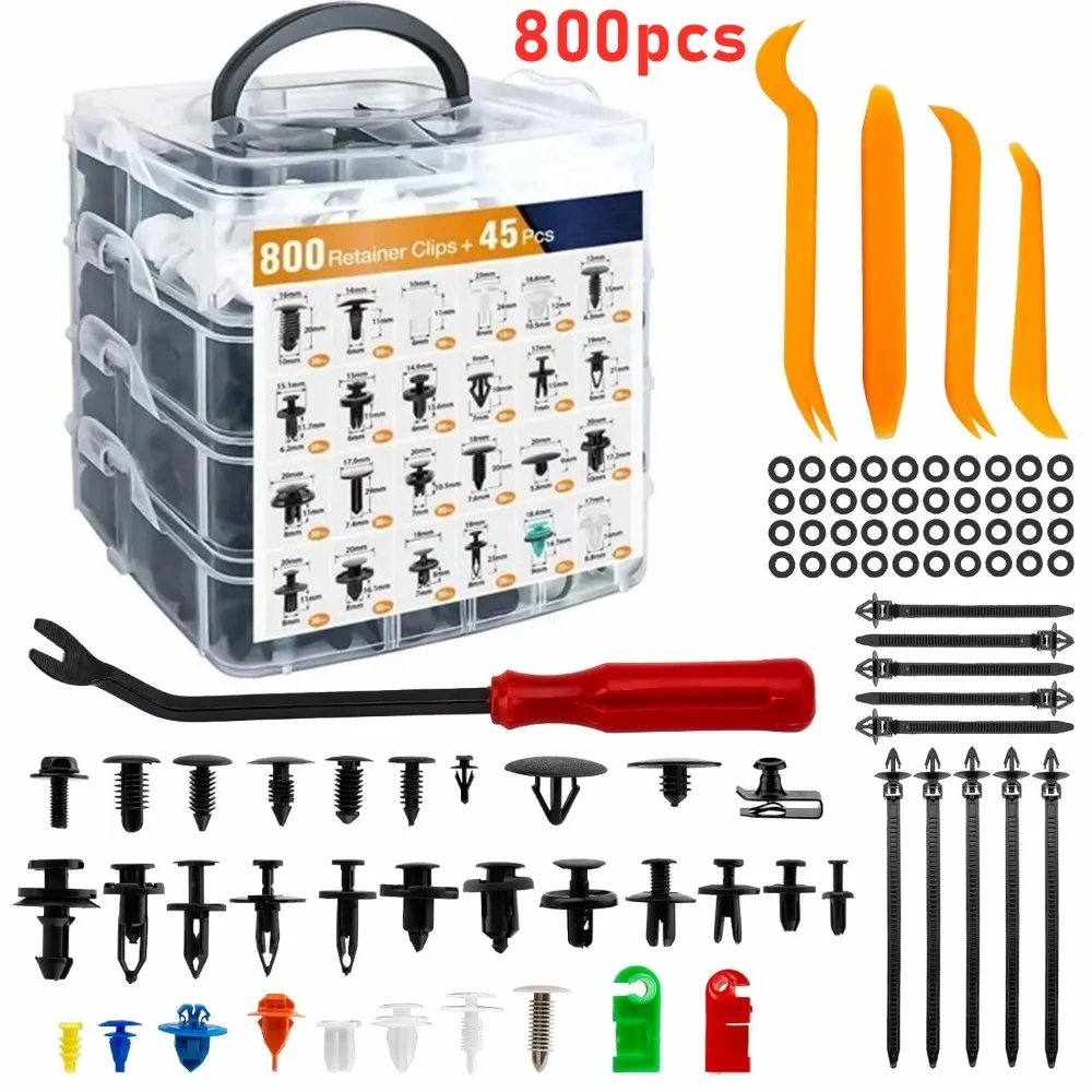 New 800pcs Car Plastic Retainer Clips Kit 680pcs Auto Fender Push Pin ...
