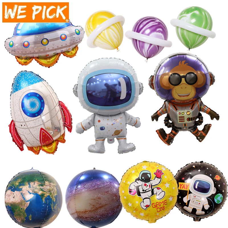 3D Astronaut Rocket Foil Balloons Plane Globos Kids Outdoor Toy ...