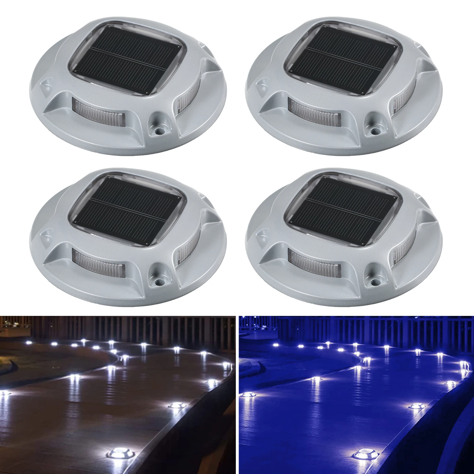 4PCS-Solar-Powered-8LEDs-Ground-Driveway-Light-Deck-Lamp-IP68 ...