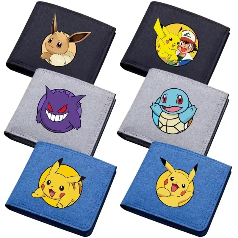 Pokemon-Pikachu-Canvas-Wallet-Anime-Short-Folding-Purse-Men-Card-Holder ...