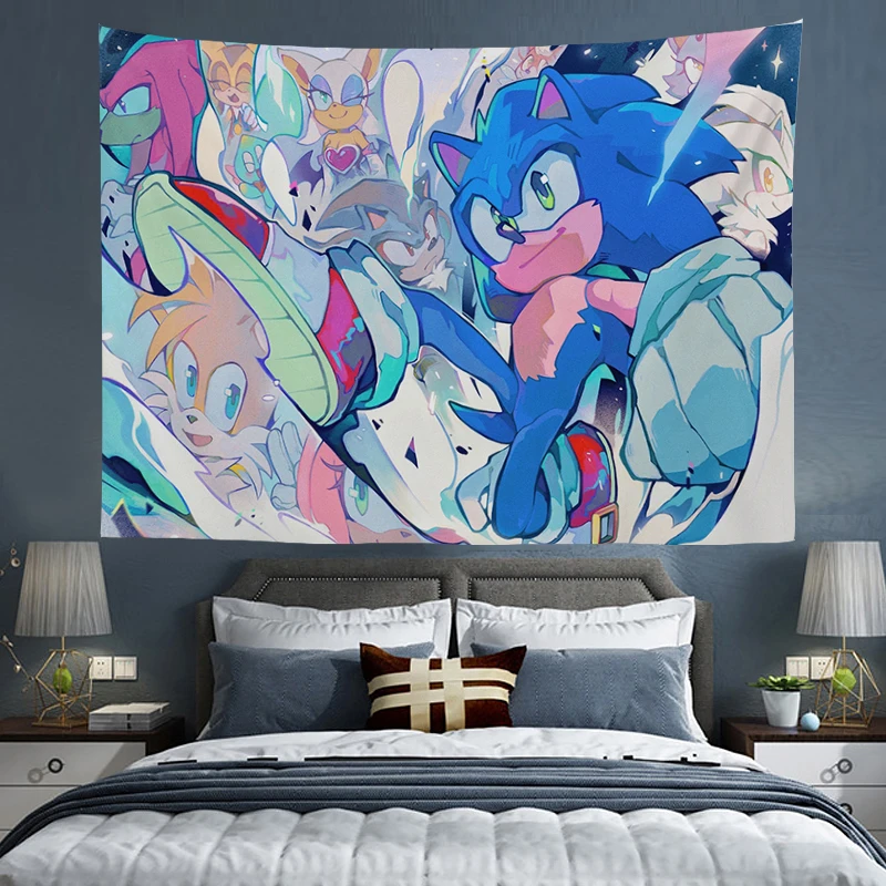 Sonic-Tapestry-Est-tica-Wall-Art-Decora-o-Do-Quarto-Pendurado ...