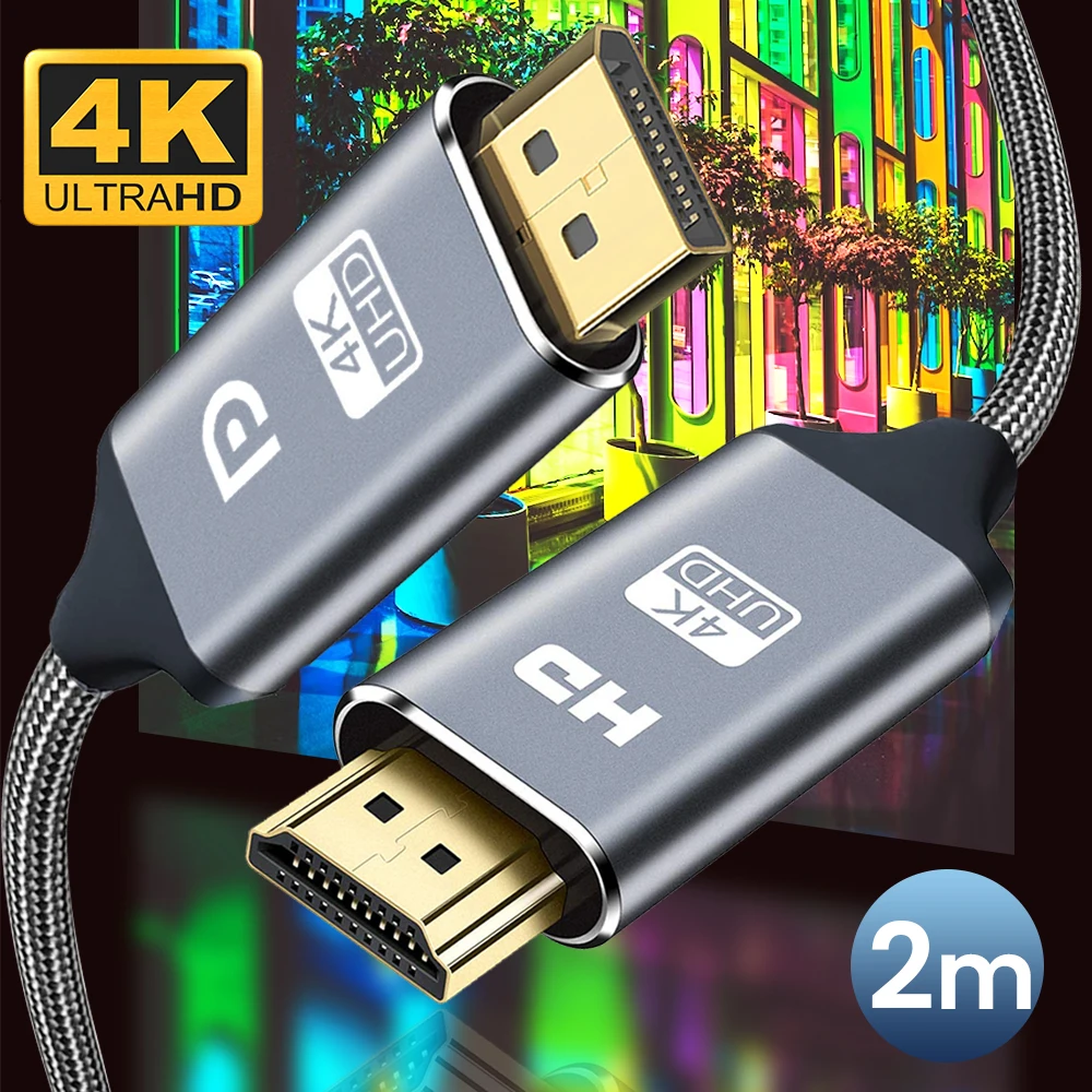 4K-DisplayPort-to-HDMI-Cable-Adapter-6-6ft-2m-DP-to-HDMI-Male-Video-UHD ...