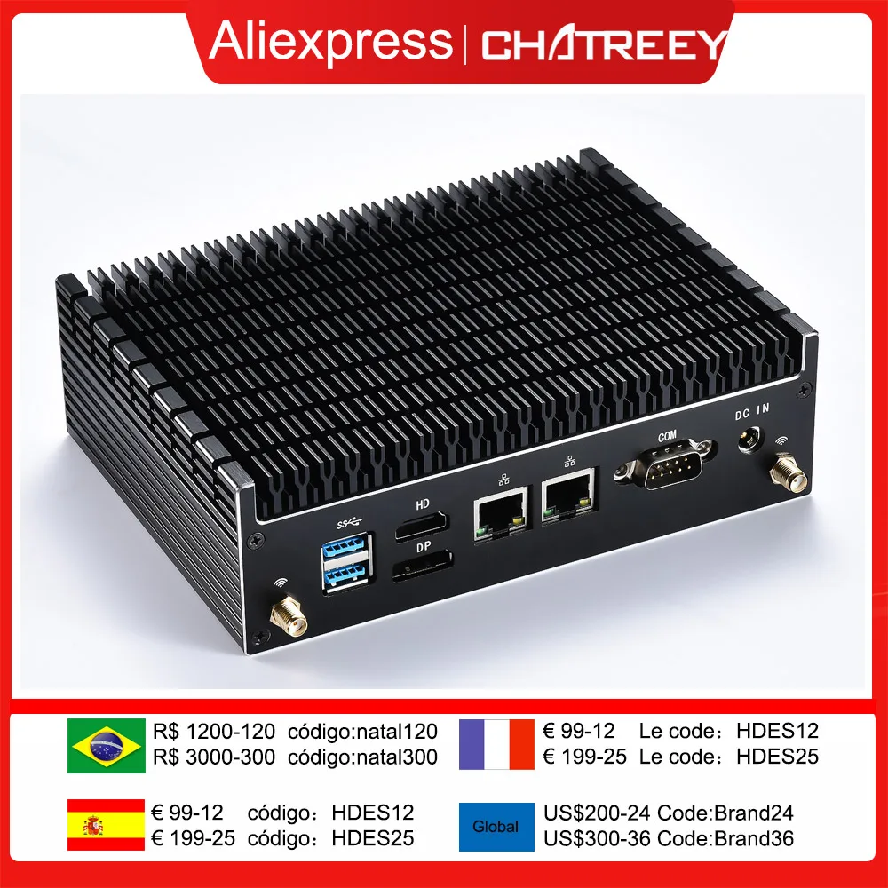 Mini Pc Fanless Design Intel Core I5 Núcleo I7 Dupla Lan Saída Dupla 4k ...