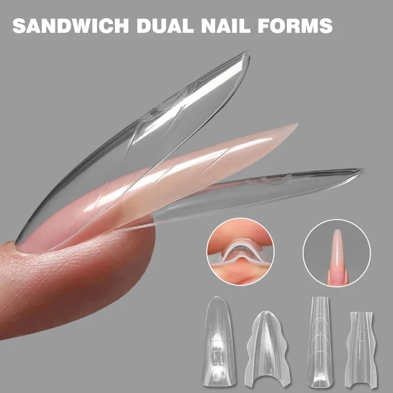 180 Pcs 15 Sizes Sandwitch Sandwich Dual Nail Forms - Limegirlstore