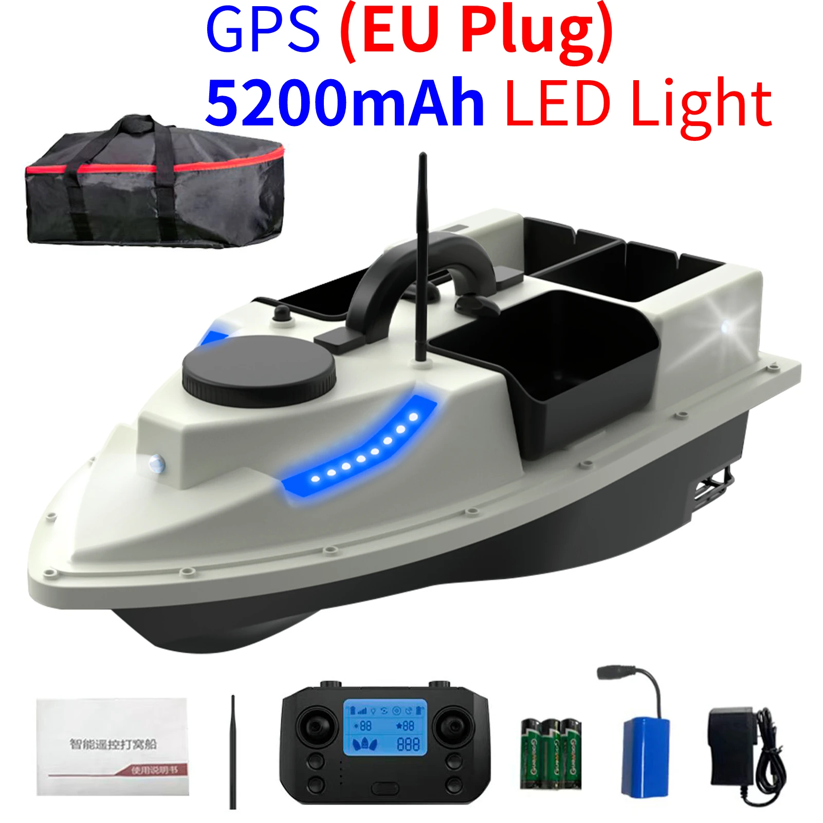 GPS-Point-Intelligent-Return-4-Hopper-RC-Fishing-Boat-Bait-500M ...