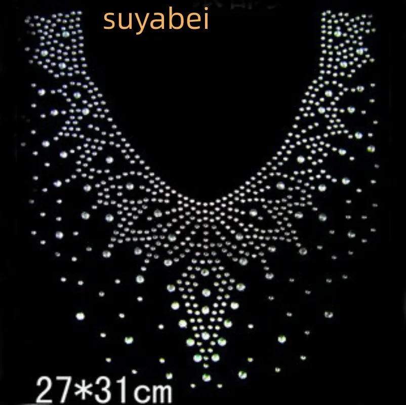2pc/lot Neckline Rhinestone Transfer Motifs Hot Fix Patches Iron on ...