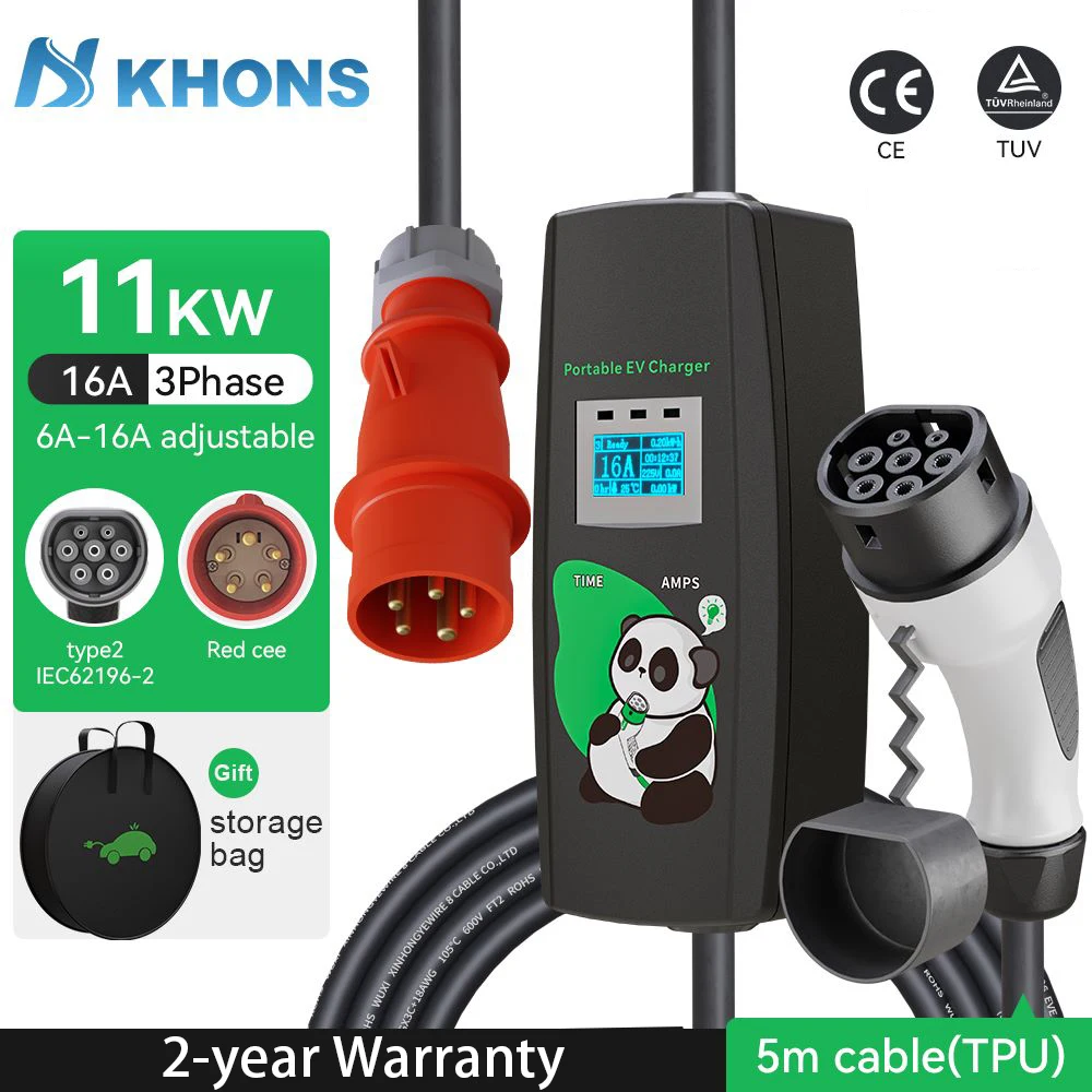 Khons-11KW-16A-EV-Portable-Charger-Type2-EVSE-Charging-Box-Three-Phase ...
