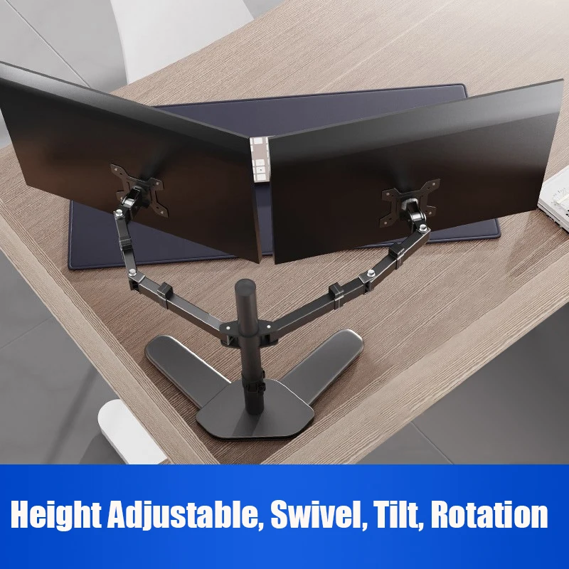 Dual-Monitor-Stand-and-Adjustable-Arms-Mounts-2-Screens-up-to-27-inch ...