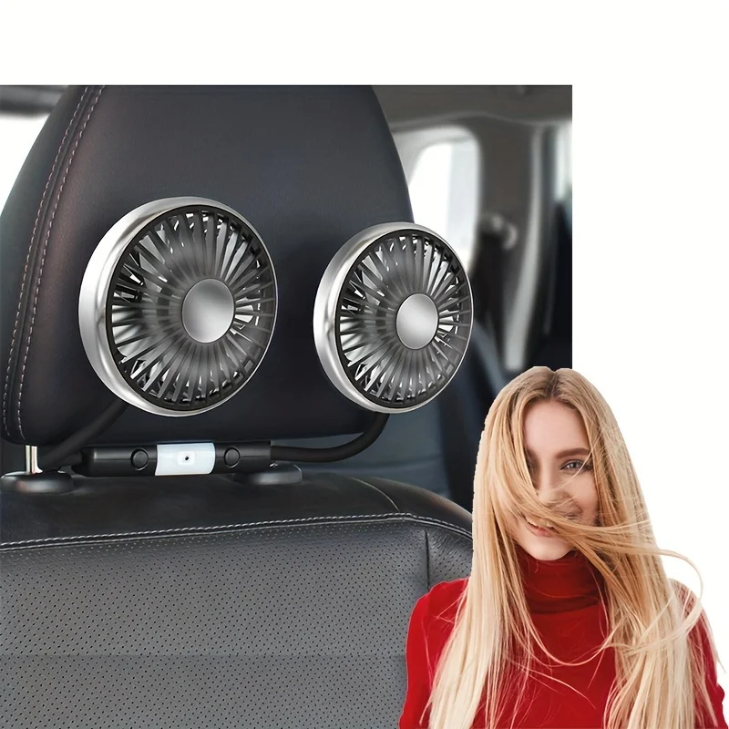 Dual-Head-Car-Fan-with-Flexible-Hose-and-LED-Light-USB-Powered-3-Speed ...