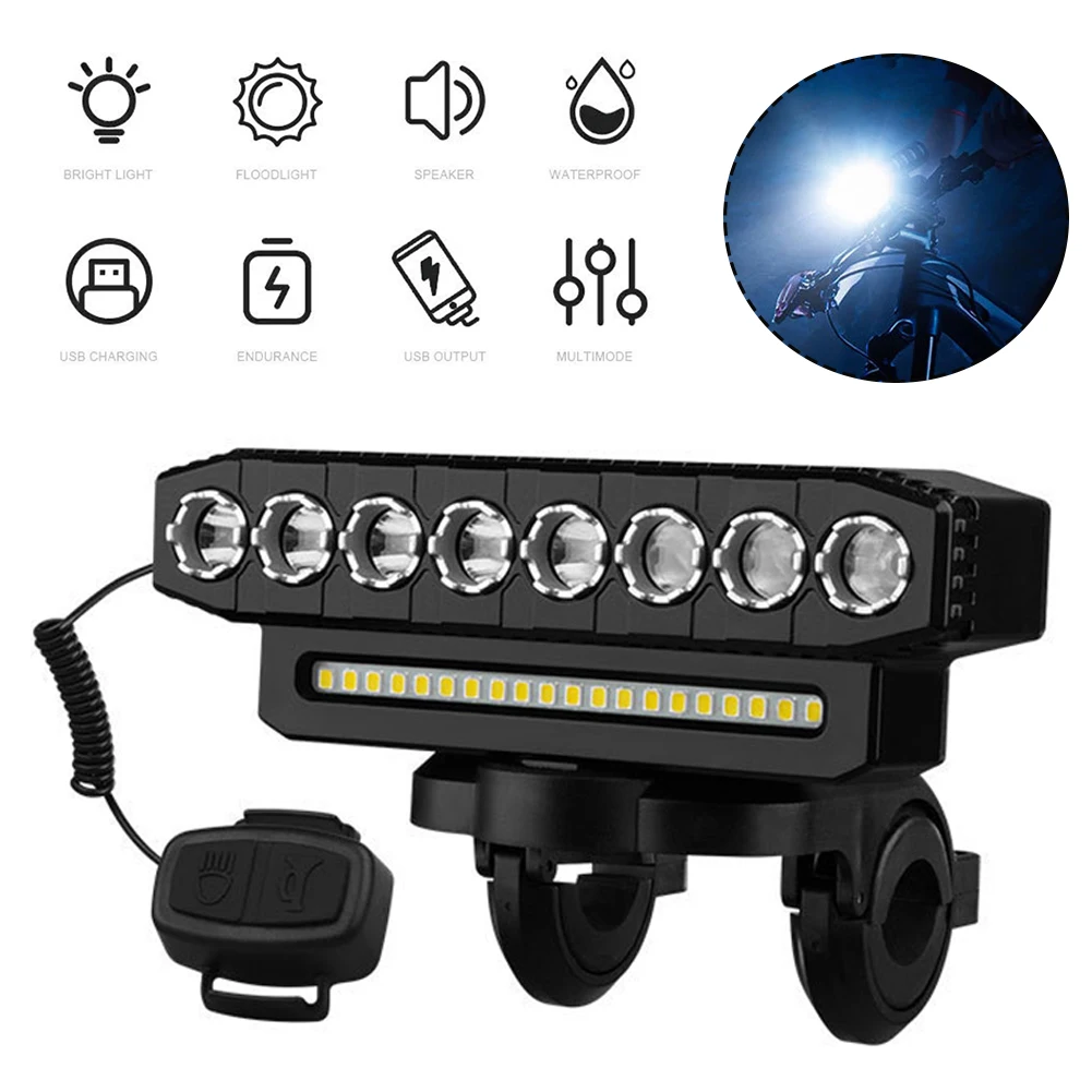 LED-Bike-Headlight-LED-Light-Bar-with-130DB-Bell-Bicycle-Front-Light ...
