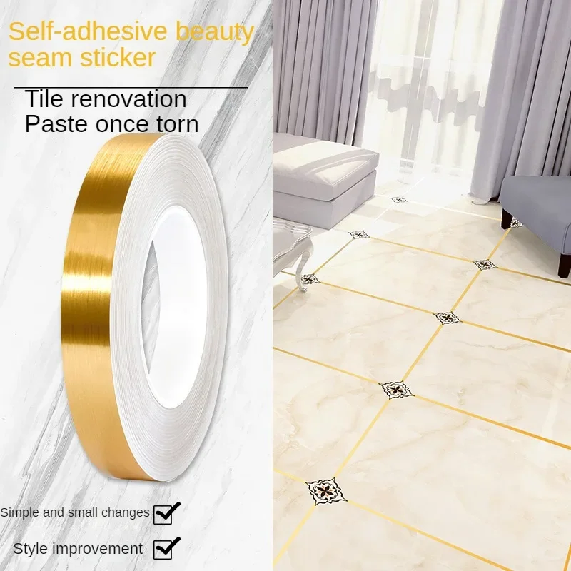 50M-Brushed-Gold-Silver-Floor-Edging-Waterproof-Seam-Wall-Stickers-Wall ...
