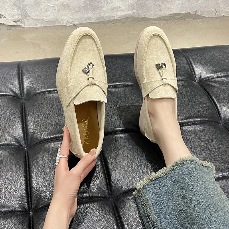 여성용 스웨이드 슬립온 플랫 슈즈 여성용 캐주얼 신발 레트로 라이트 워킹 슈즈 여성 로퍼 스니커즈 2023 여름 패션