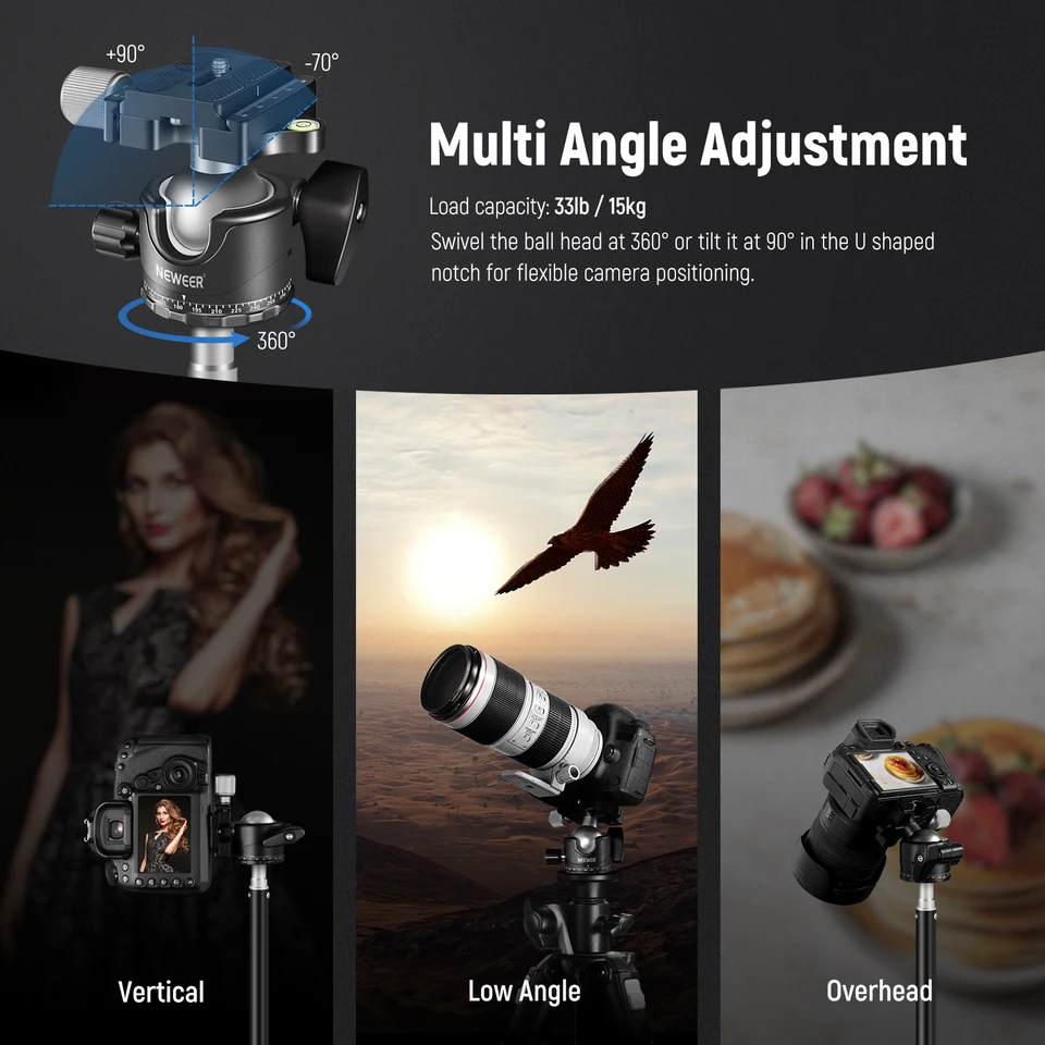 Tripod Heads Low Profile Ball Head 36mm Stability Panoramic Tripod Head ...