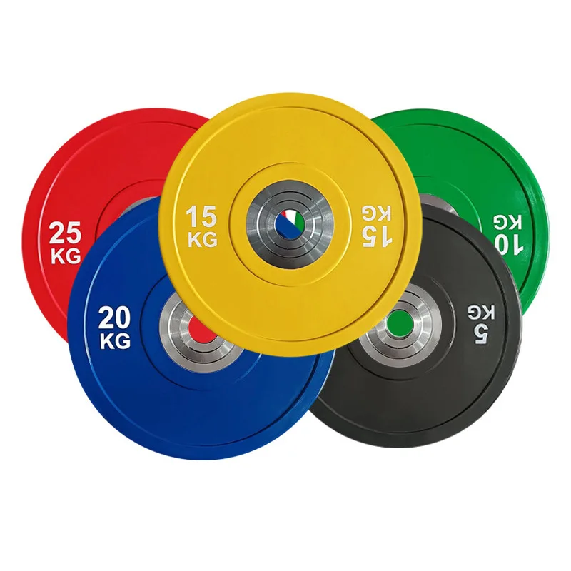 High Quality Fitness Rubber Bumper Plates Gym Barbell Discs Weight ...