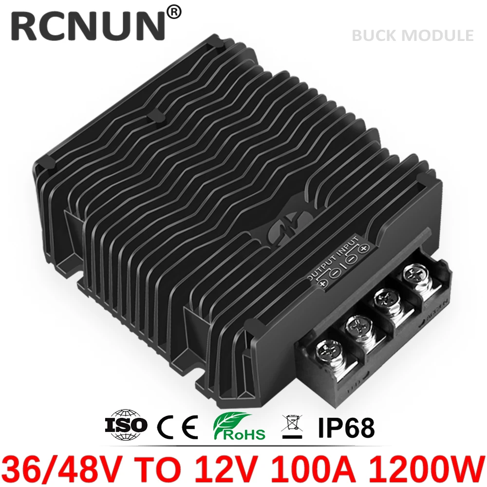 RCNUN 30-60V 36V 48V to 12V 13.8V 80A 100A Step-down DC DC Converter 48V-12V Voltage Regulator ...