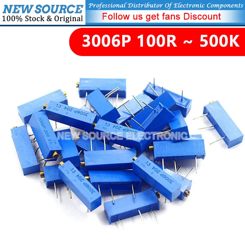 10PCS-3006P-100-Ohm-500K-Ohm-Trimmer-Potentiometer-Resistor-1K-2K-5K ...