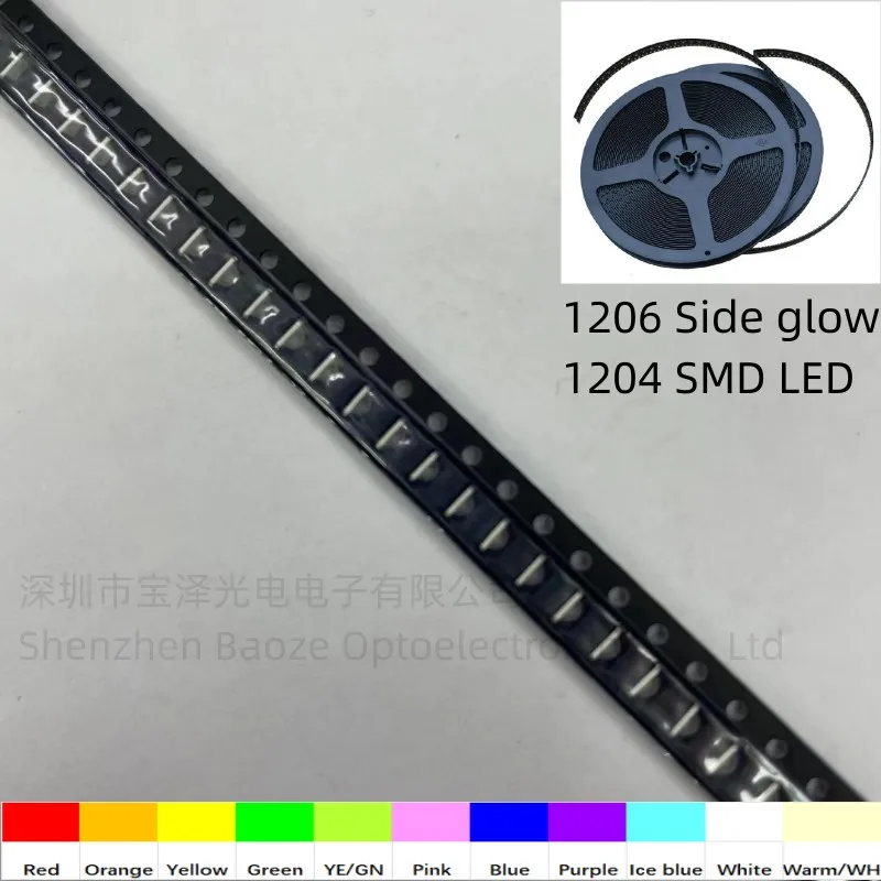 1REEL 3000PCS 1204 SMD LED 3.2*1.0mm High brightness 1206 side ...