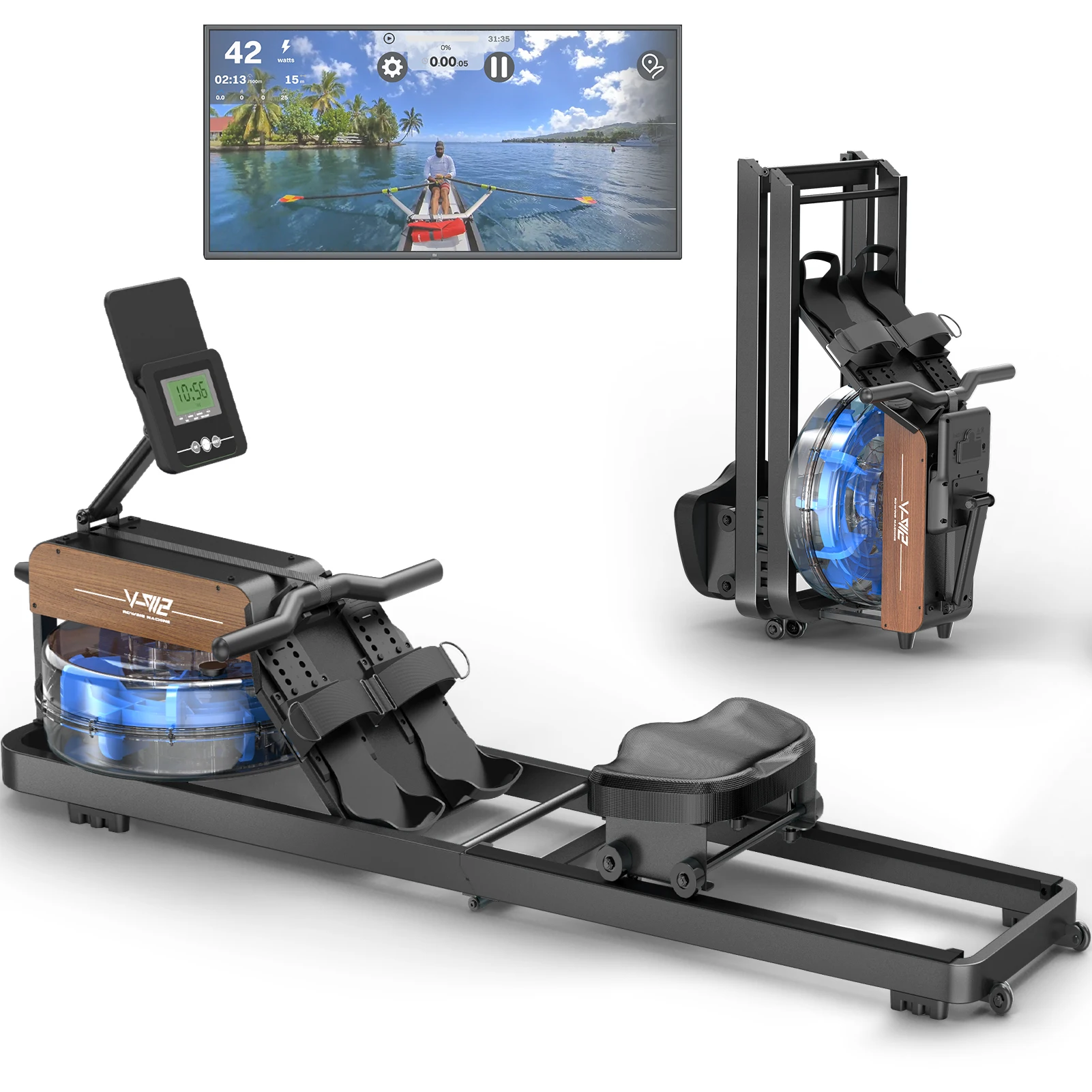Rowing Machine for Home, Water Rowing Machine with Bluetooth Monitor ...