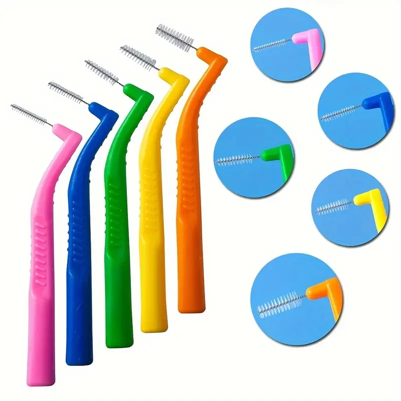 10pcs Interdental Brushes Angled L-Shaped Dental Cleaning Brushes Nylon ...