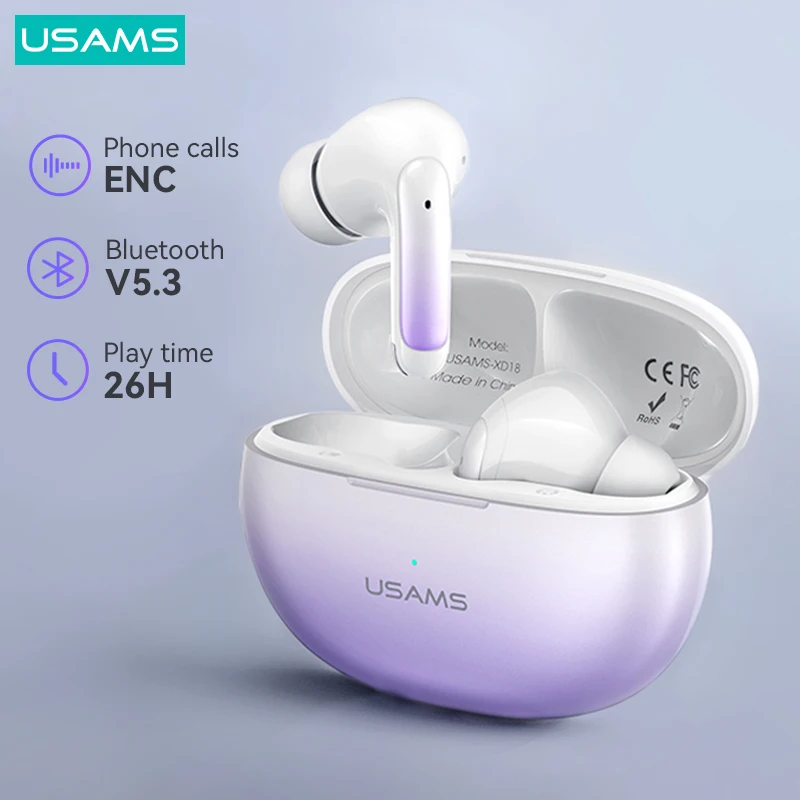 USAMS-ENC-Wireless-Earphone-Bluetooth-5-3-Headphones-Dual-Mic-Noise ...